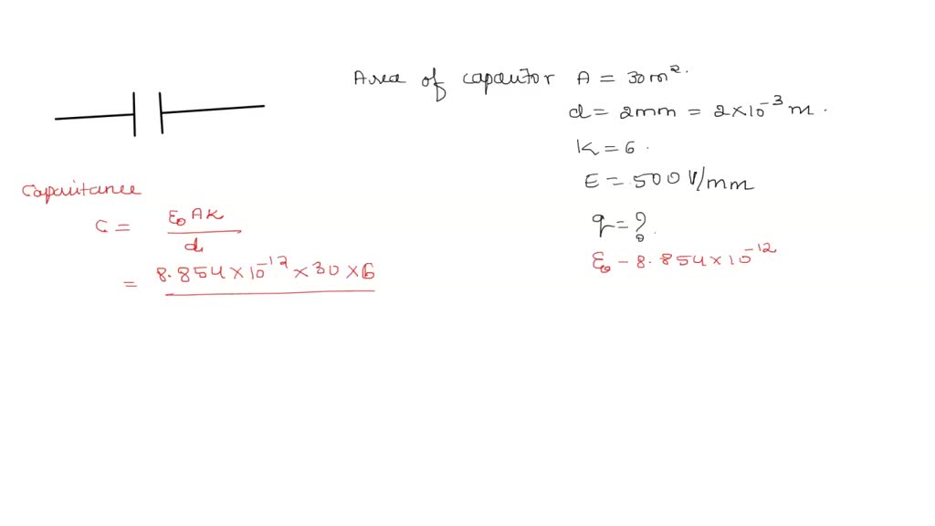 SOLVED: Calculate the capacitance of a parellel plate capacitor of ...