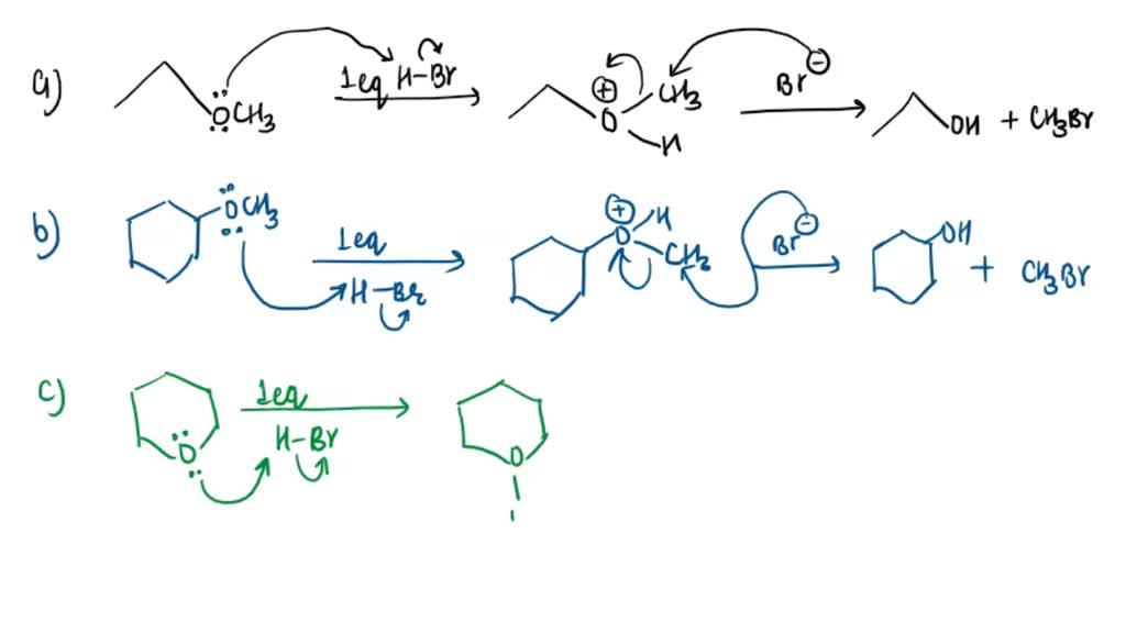 SOLVED: Draw the products obtained when each of the following ethers is heated with one ...