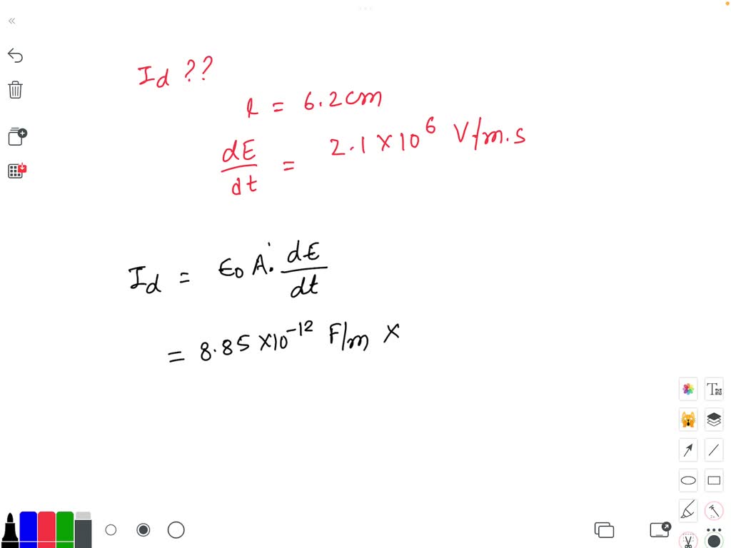 SOLVED: Calculate the displacement current ID between the square plates ...
