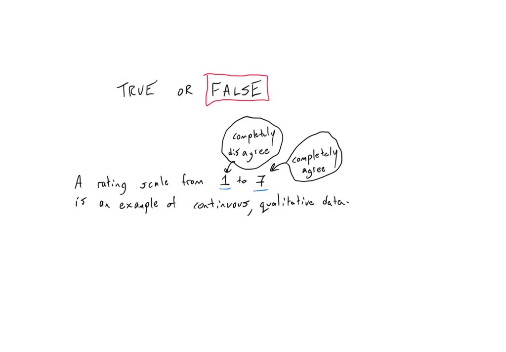 SOLVED: True or False: A rating scale measurement from 1 (completely ...