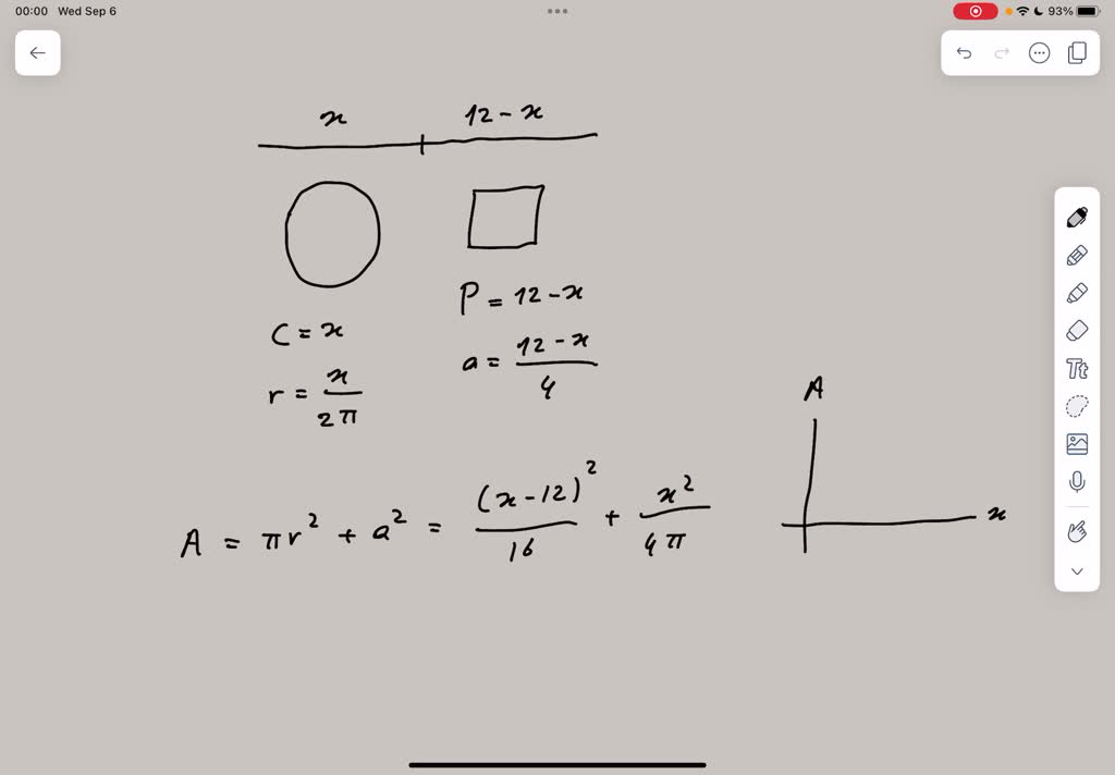 SOLVED: A piece of wire 12 m long is cut into two pieces. One piece is bent into a square and ...