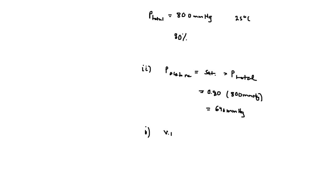 A mixture of nitrogen - acetone vapor at 800 mmHg and 250C has ...