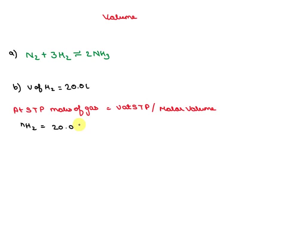 SOLVED: Ammonia gas is produced from nitrogen gas and hydrogen gas. A ...