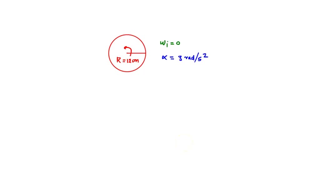 SOLVED: A disk of radius 12 cm, initially at rest,begins rotating about its axis with a constant ...