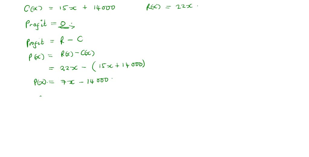 SOLVED: Find the break-even point for the firm whose cost function C ...