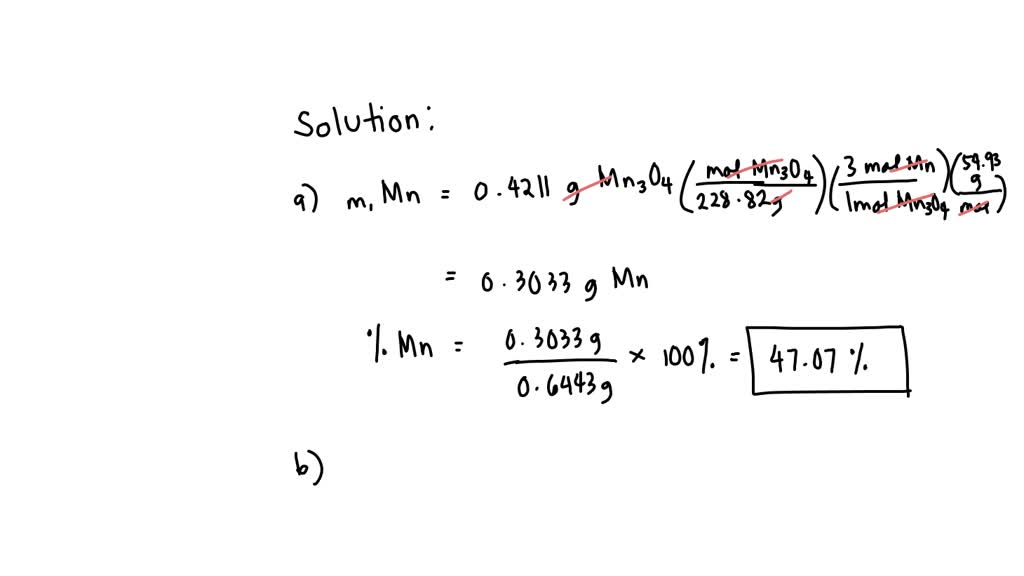 9. In one gravimetric analysis to determine the % of Mn from the ...