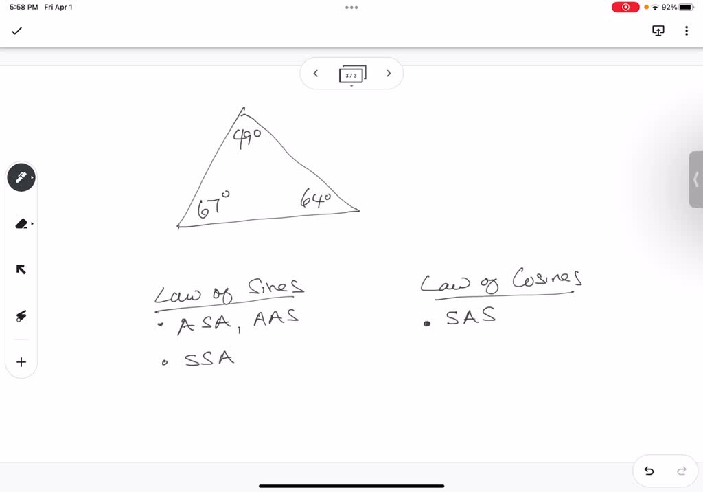 SOLVED: The following four questions will help you practice determining when to use Law of Sines ...