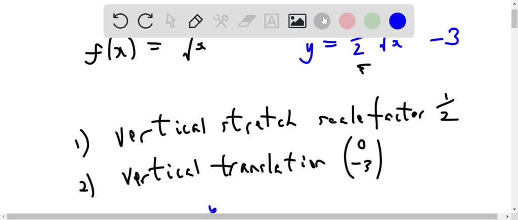 SOLVED: Describe the sequence of transformations from f(x)=√(x) to y. Then sketch the graph of y ...