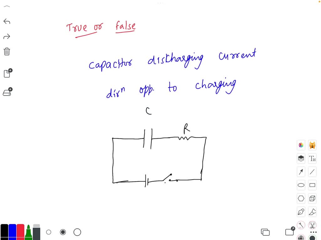 SOLVED: True or False. Capacitor discharging current flows in a ...