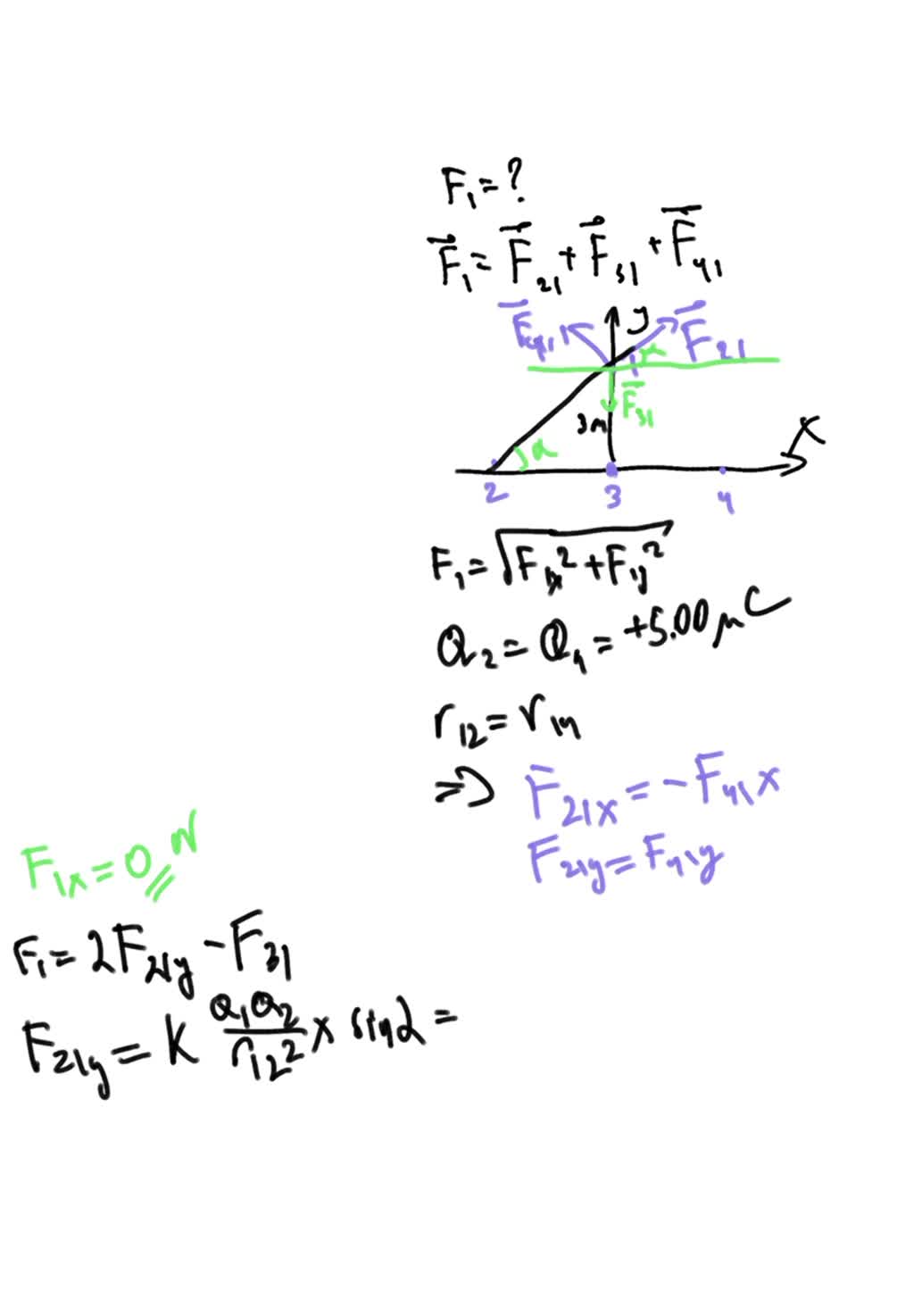 SOLVED 0 01 Three Point Charges Are Arranged In A Right Triangle As