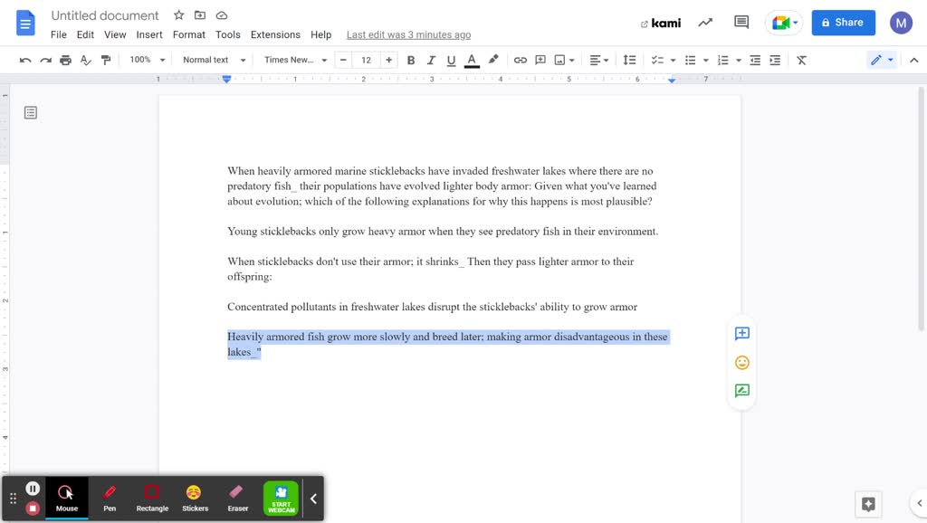 VIDEO solution: Q2.16. When heavily armored marine sticklebacks have ...