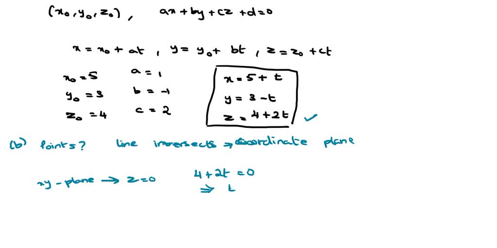 SOLVED: Find parametric equations for the line through (2, 5, 4) that is perpendicular to the ...