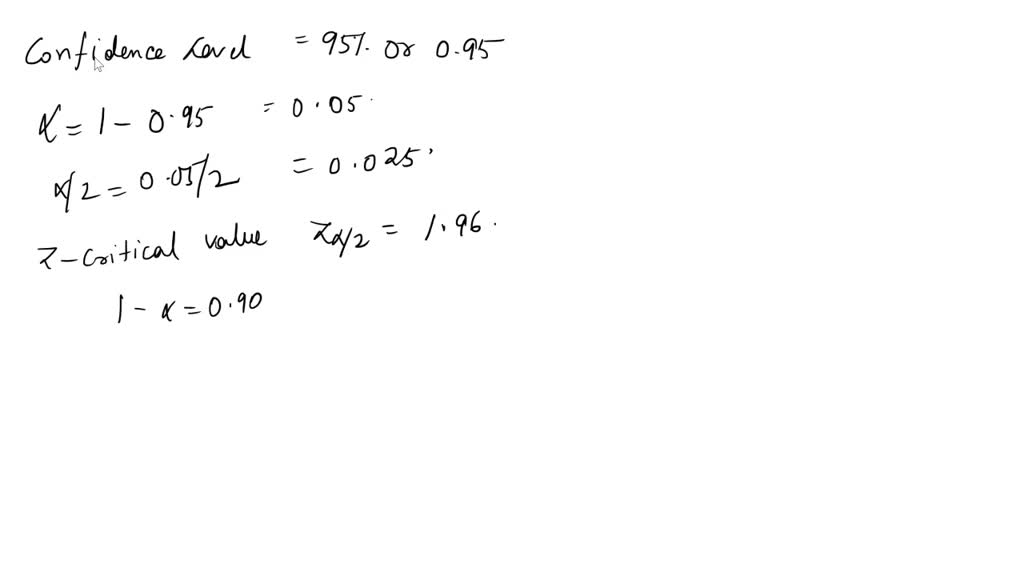 SOLVED: Find the z-value needed to calculate large-sample confidence intervals for the given ...