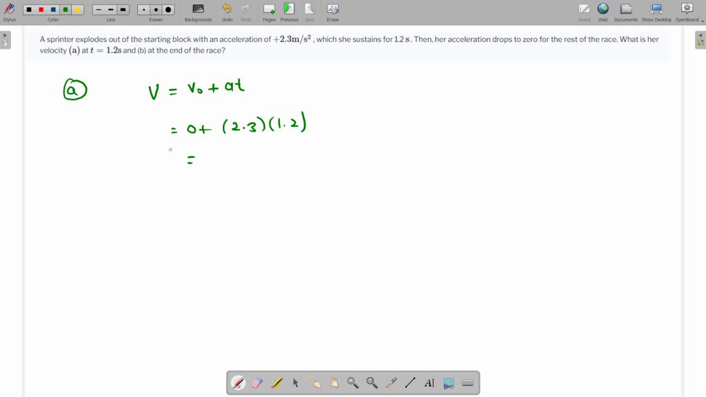 SOLVED: A sprinter explodes out of the starting block with an ...