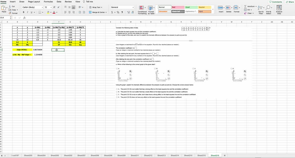 SOLVED: Consider the following table of data. x y a. Calculate the least squares line and the ...