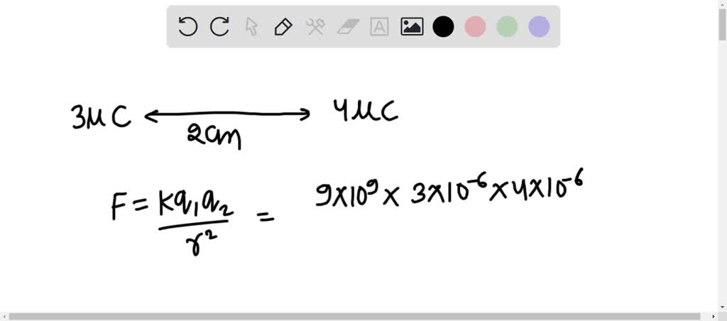 SOLVED: Two point charges with charges 3 micro coulombs and 4 micro ...