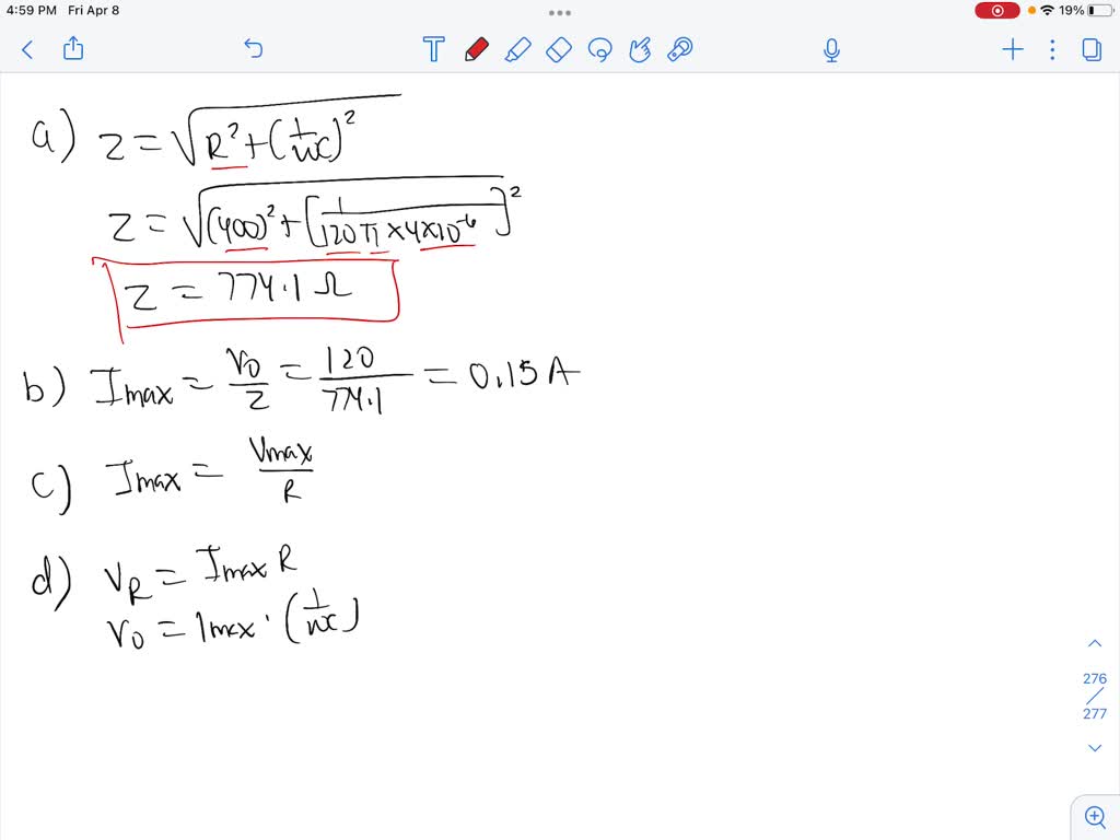 SOLVED: A resistor and capacitor are connected in series across an ac generator. The emf of the ...