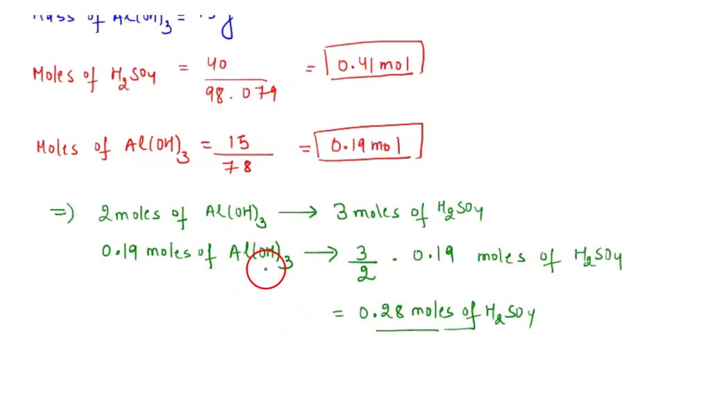 SOLVED: The following reaction shows the products when sulfuric acid and aluminum hydroxide ...