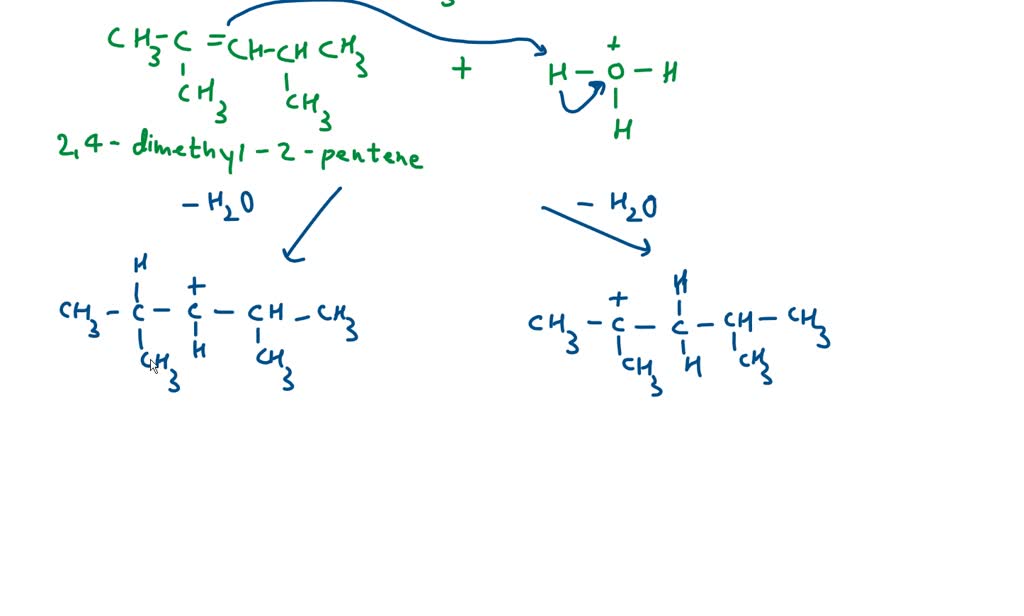 Question 4 (1 point): What is the product of the reaction of 2,4-dimethyl-2-pentene with dilute ...