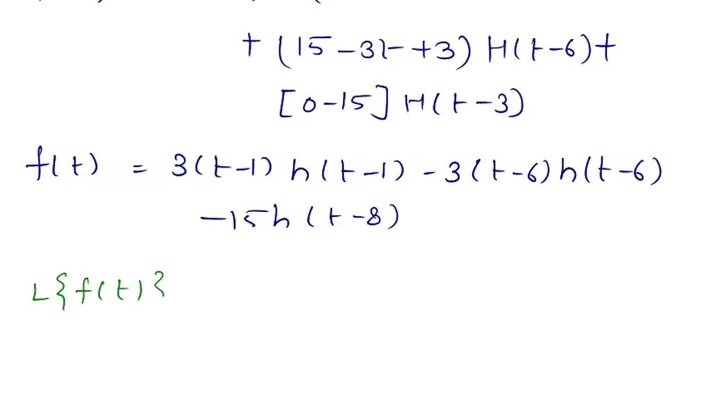 SOLVED: Represent f(t) using a combination of Heaviside step functions ...