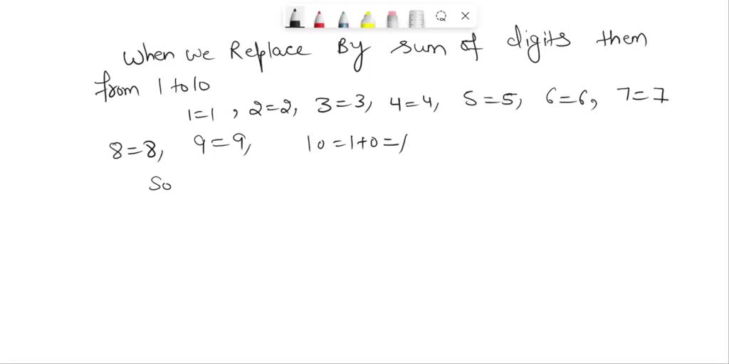 Each of the numbers 1 to 10^6 is repeatedly replaced by the sum of its ...