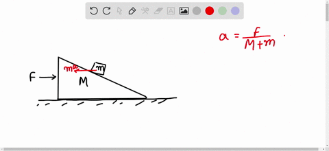 (III) A small block of mass m rests on the rough, sloping side of a triangular block of mass M ...