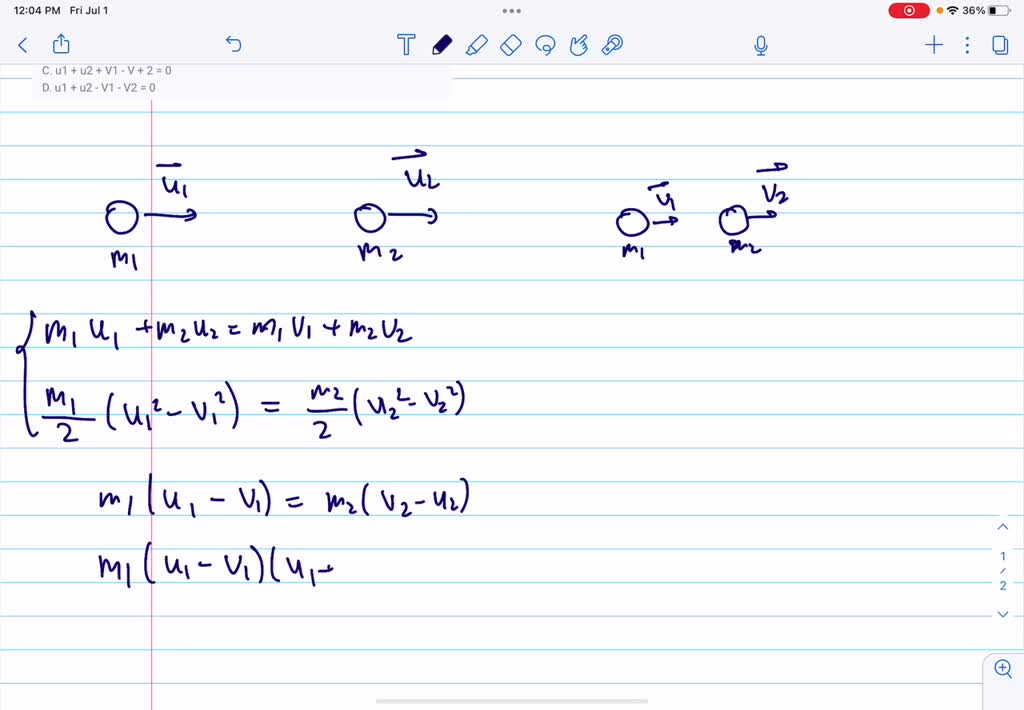 SOLVED: Two bodies of masses m1 and m2 moving on the same direction with velocities u1 and u2 ...