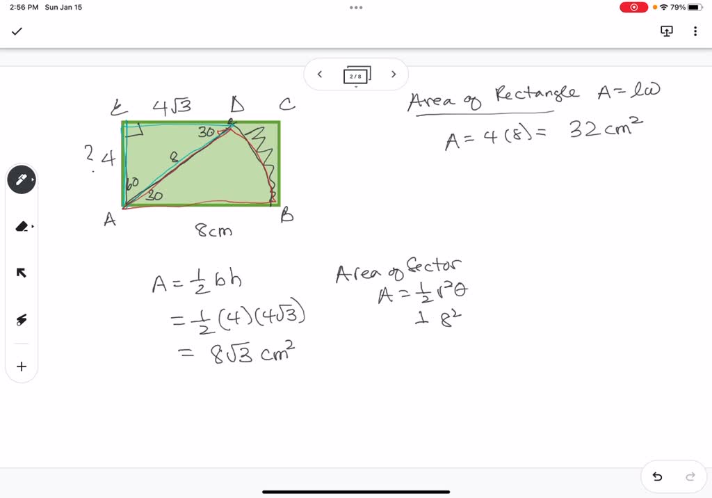 SOLVED: NOTTO SCALE 8 cm 609 30P Scm The diagram shows a rectangle ABCE ...