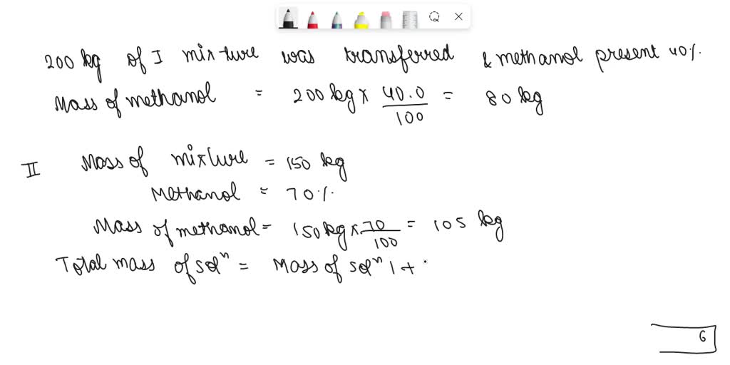 Solved Two Methanol Water Mixtures Are Contained In Separate Tanks The First Mixture Contains