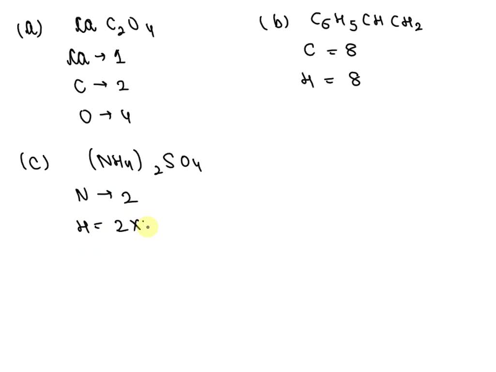 SOLVED: Give the total number of atoms of each element in one formula unit of each of these ...