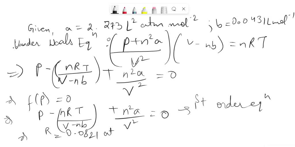 SOLVED: Using the SRK equation of state (or any other cubic equation of ...