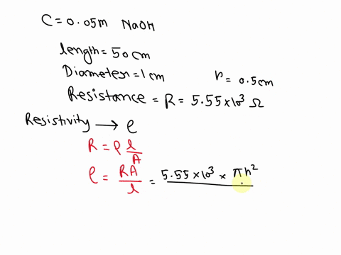The electrical resistance of a column of 005 mol l 1 naoh...