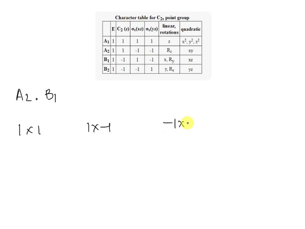 SOLVED: The term symbol for the ground state of the water molecule (C2v ...