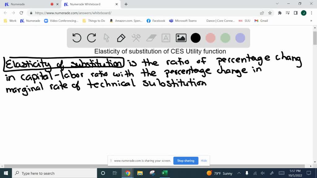 Solved Elasticity Of Substitution Of Ces Utility Function