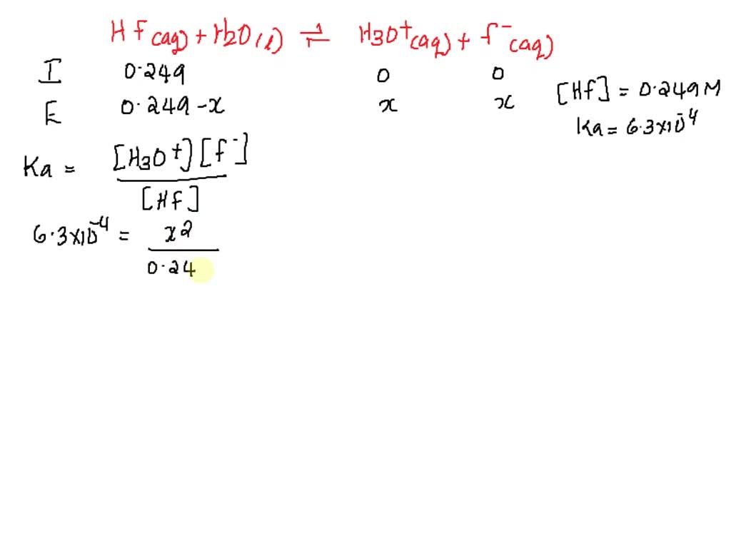 SOLVED: Calculate the percent ionization of hydrofluoric acid, HF in a ...