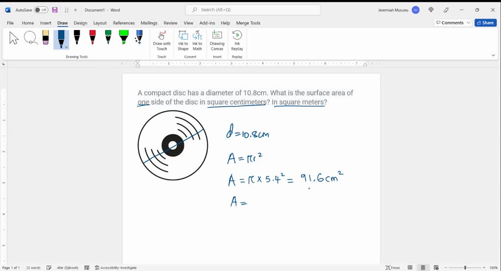 SOLVED: A compact disc has a diameter of 10.8cm. What is the surface ...
