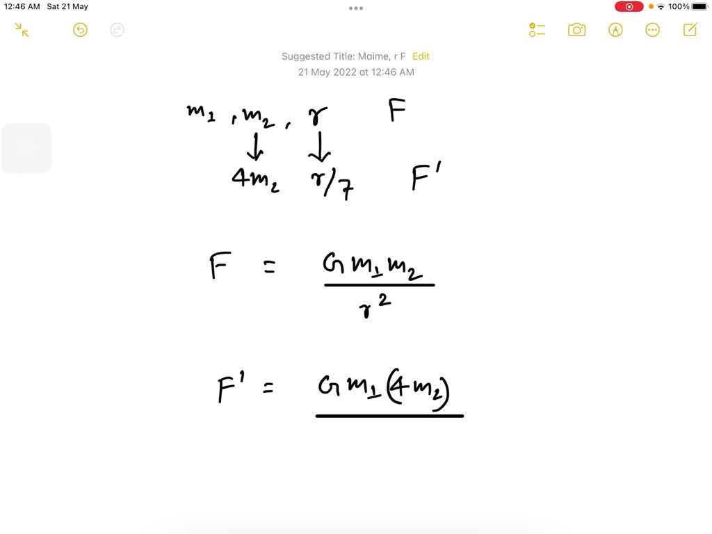 Solved Whai F Ils Force Decoma M2 The Force Of Attraction Between M1