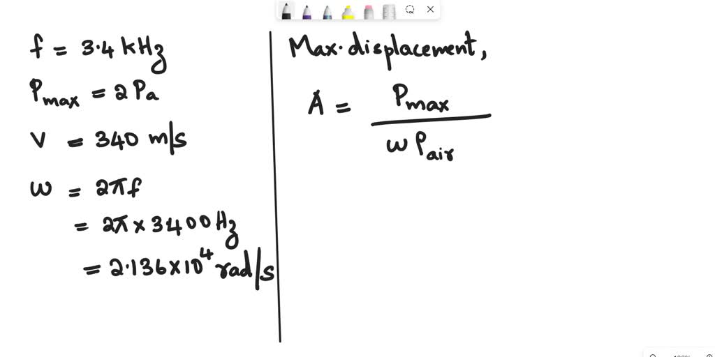 SOLVED: Calculate the maximum displacement of the sound wave in air ...