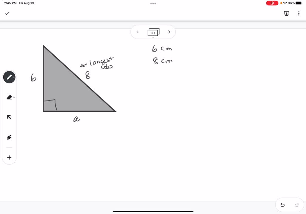 SOLVED: Triangle has a side of length 6 cm, a side of length 8 cm and a ...