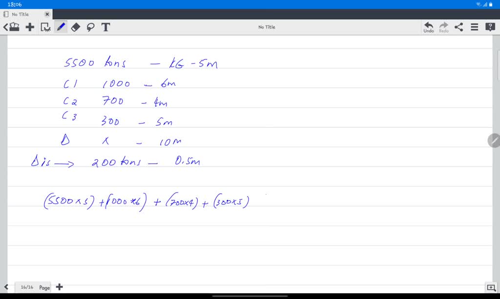SOLVED: A ship of 5500 tonnes displacement has KG 5 m, and she proceeds ...