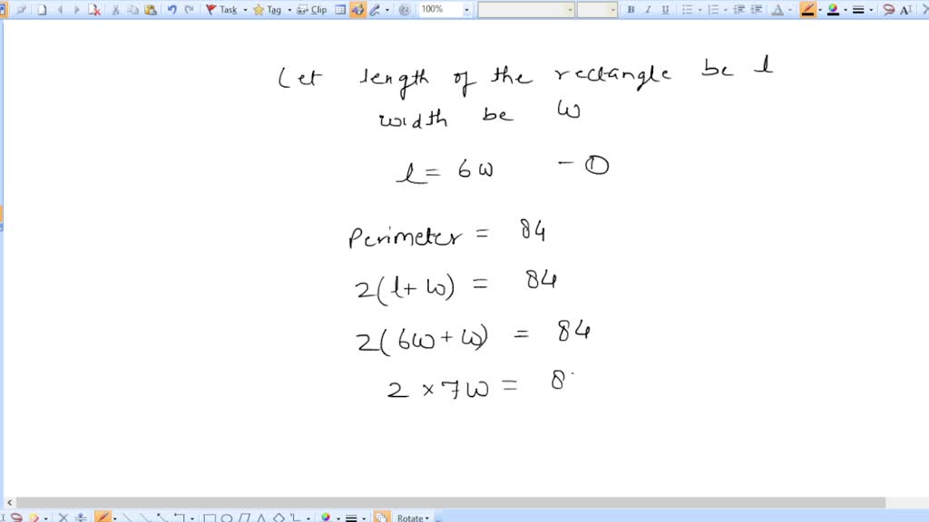 SOLVED: The length of a rectangle is six times its width If the ... SOLVED: The length of a rectangle is six times its width If the ...