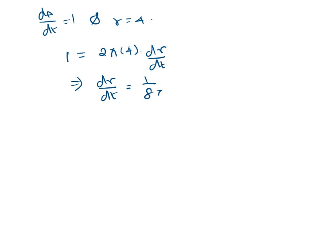 SOLVED: The area of a circle increases at a rate of cm2 /, How fast is ...