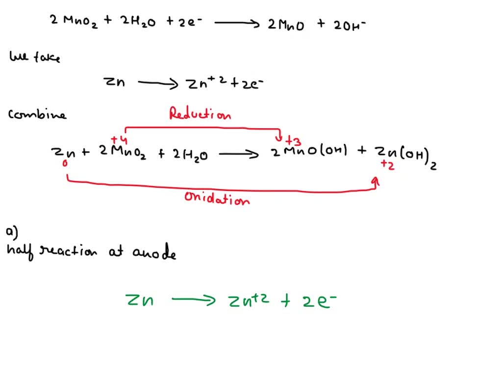 SOLVED: For an alkaline battery cell, the reaction takes place: 2 MnO2 ...