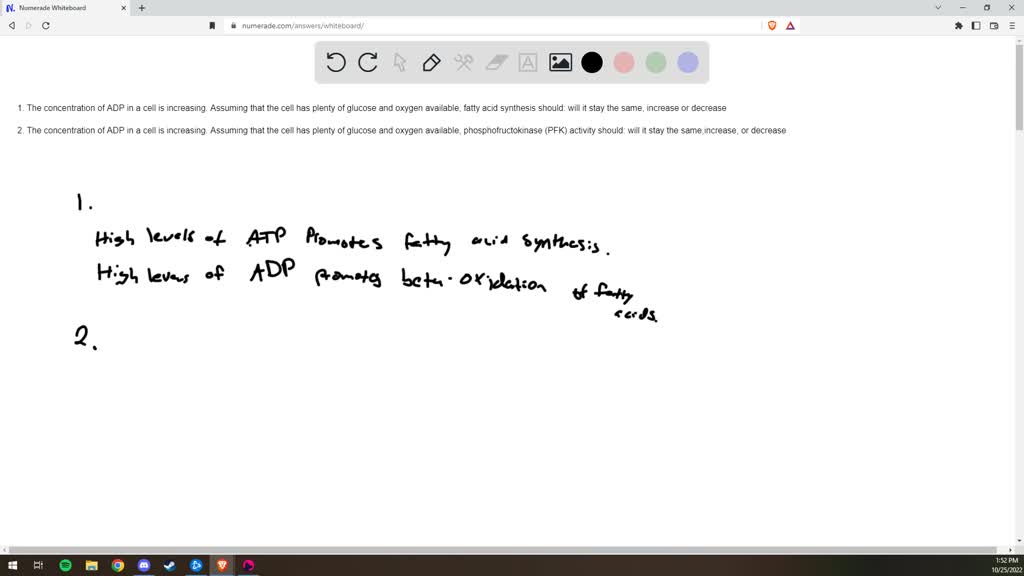 SOLVED: The concentration of ADP in a cell is increasing. Assuming that the cell has plenty of ...