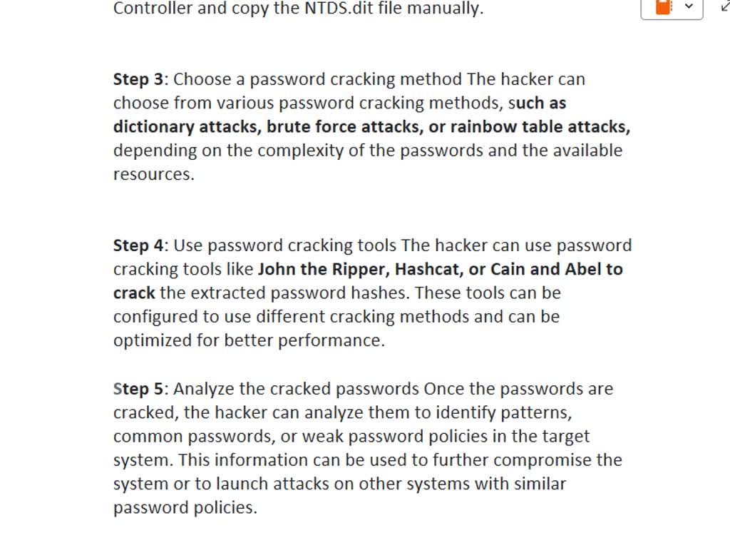 SOLVED: Explain step-by-step how a hacker would crack passwords ...