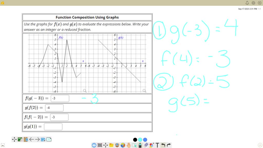SOLVED: 1|c|| Function Composition Using Graphs Use the graphs for f(x ...