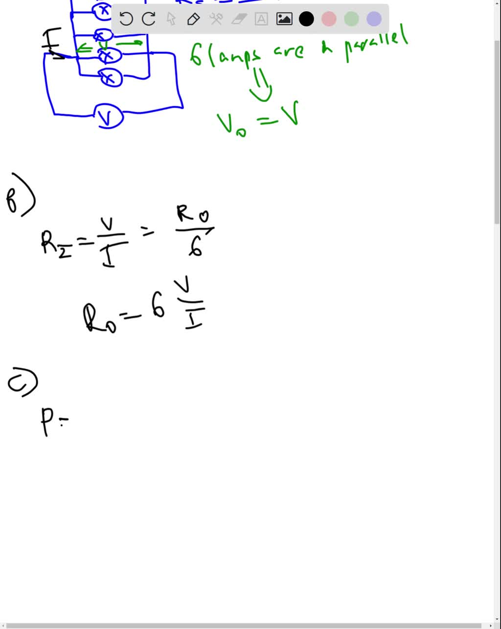 SOLVED: Six identical lamps are connected in parallel to a voltage V ...