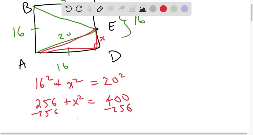 Solved In Square Abcd Not Shown Point E Lies On Side Dc If Ab 16