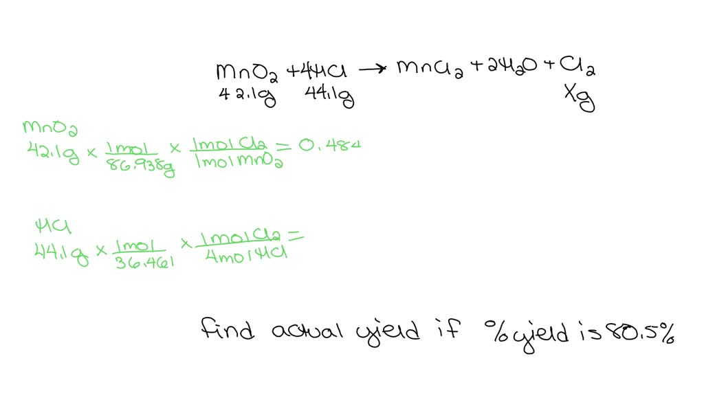 SOLVED: Chlorine gas can be prepared in the laboratory by the reaction ...