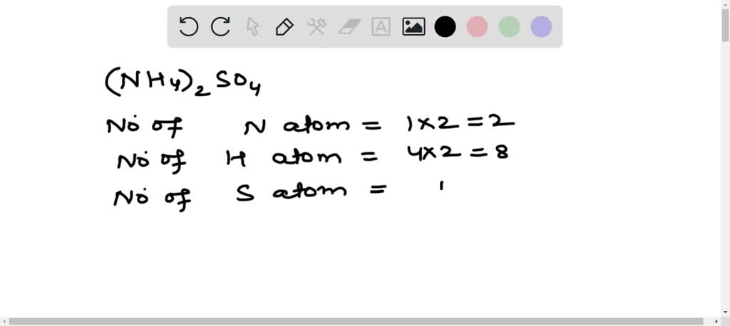 SOLVED: The total number of atoms present in the molecule of (NH4)2SO4 is
